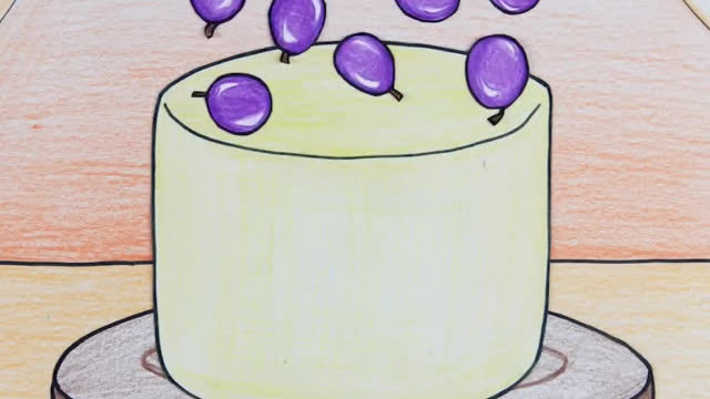 定格动画美丽的彩虹水果蛋糕