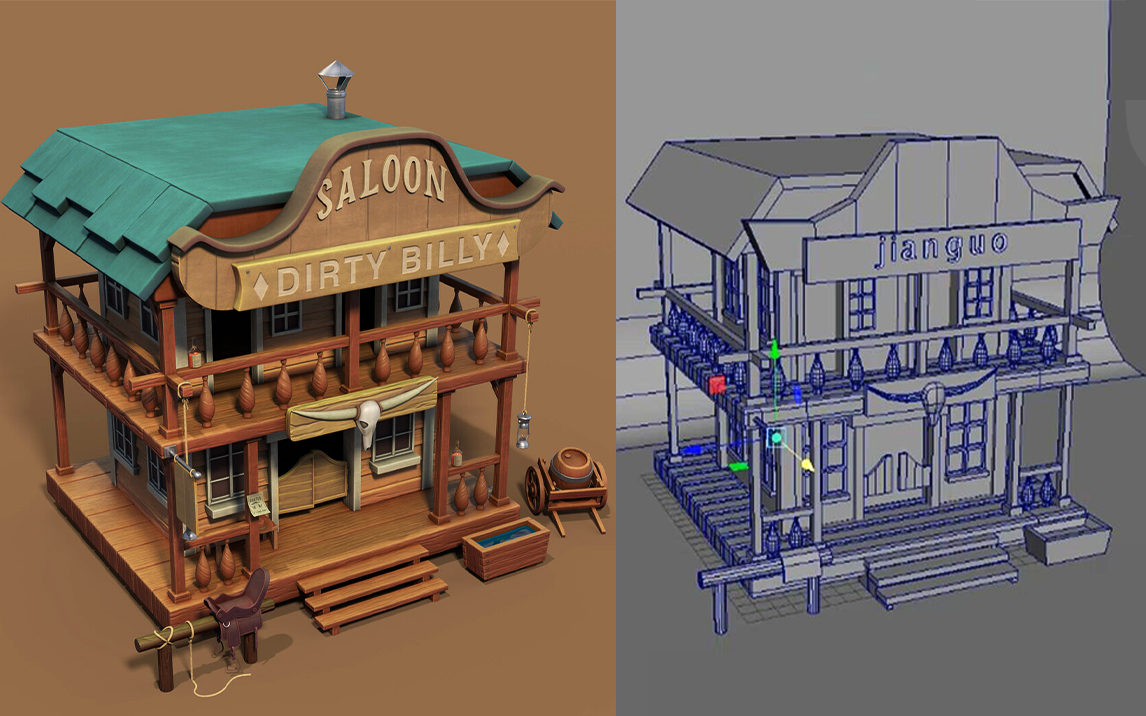 【Maya场景建模】风格化小木屋模型制作渲染,房子模型建模思路讲解