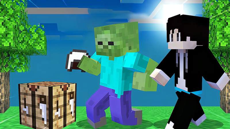 我的世界:木鱼小铃铛生存第一天,制作僵丝出行必备遮阳铁头盔