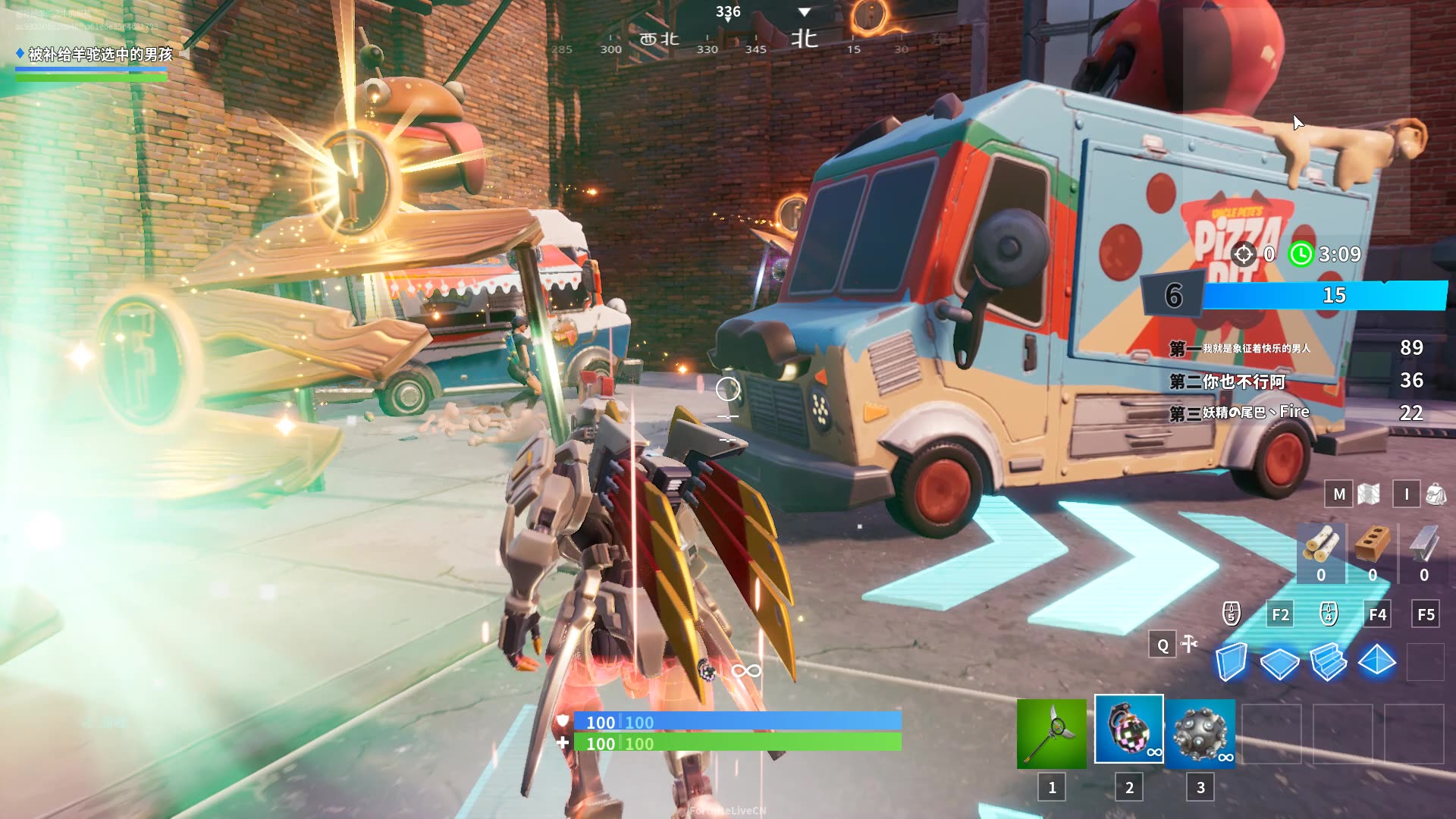 堡垒之夜与AJ联动活动模式——城镇之旅跑酷挑战任务——在两辆餐车...