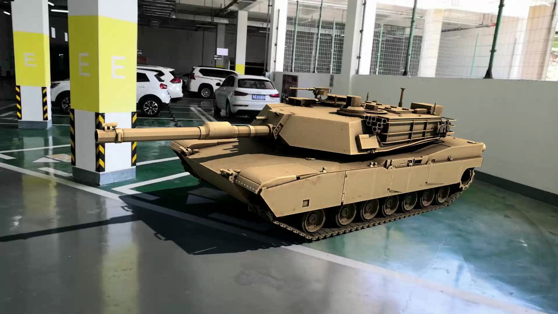 C4D自制运动跟踪,车库里的坦克