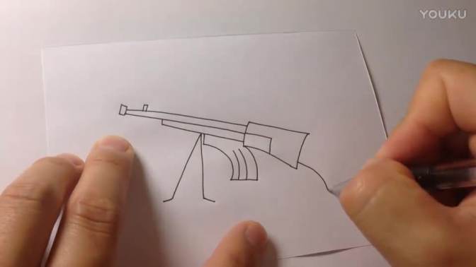 学画卡通简笔画.机关枪
