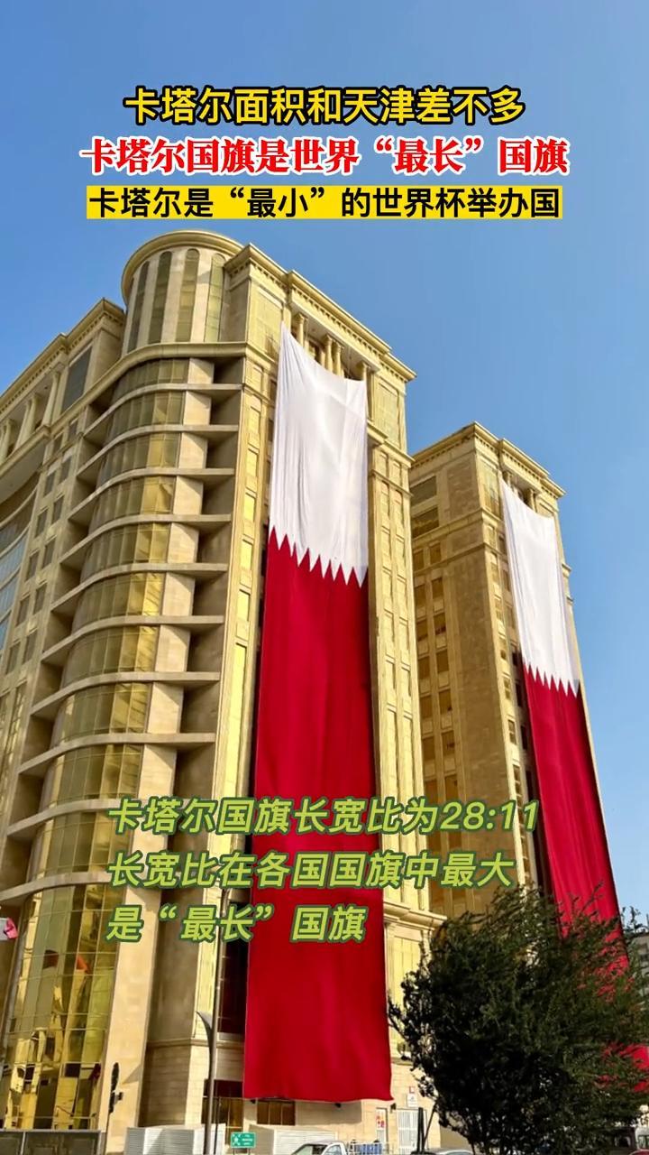 卡塔尔世界杯冷知识:卡塔尔国旗是世界"最长"国旗,卡塔尔面积和天津...