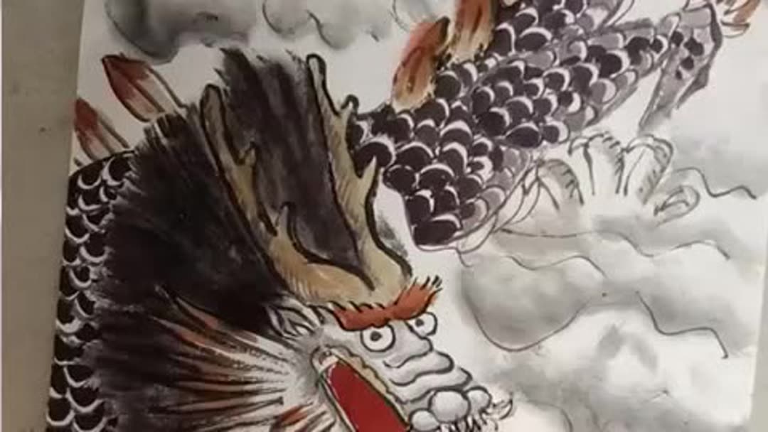 中国画技法第四集-写意龙的画法 双钩 水墨画 花鸟画 动物画