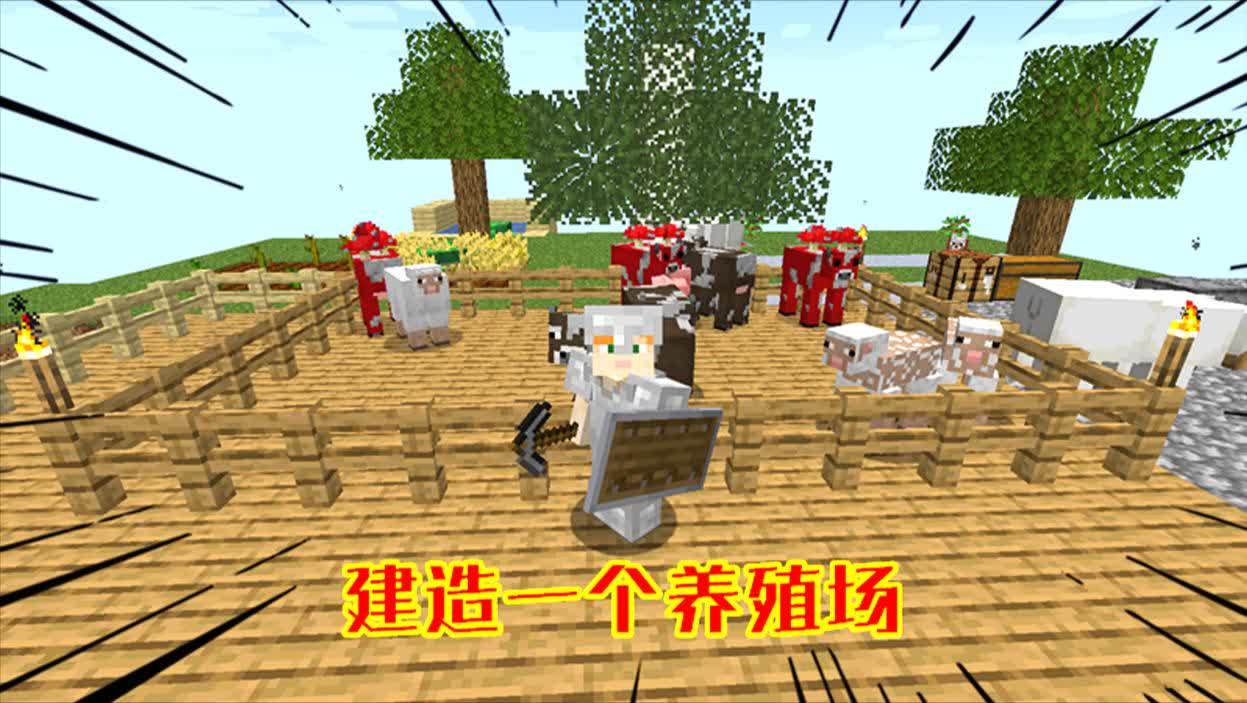 我的世界单方块生存│僵尸和苦力怕从天而降,动物跟着遭殃!