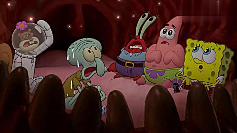 海绵宝宝,海绵宝宝到海面上,变成3D的了