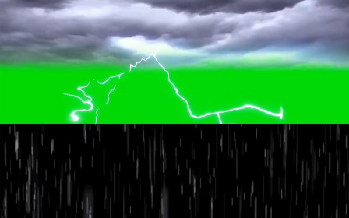 【绿幕素材】PR素材 抠图绿幕黑幕自然天气闪电下雨雨天1080P