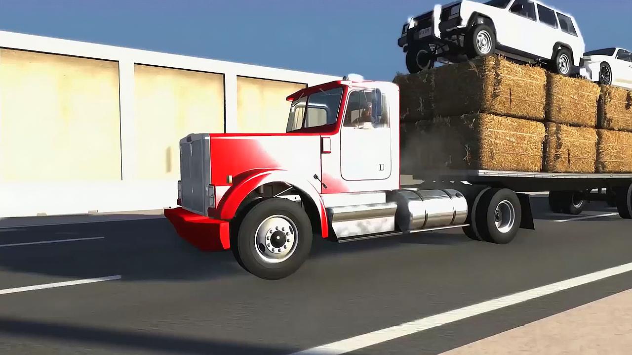 真实车祸模拟:这辆小车好惨,被装甲车拖着跑