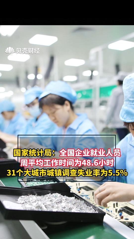 国家统计局:全国企业就业人员周平均工作时间为48.6小时 31个大城市...