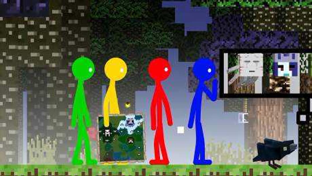 Minecraft动画:火柴人与我的世界,火柴人地下遇见怪物