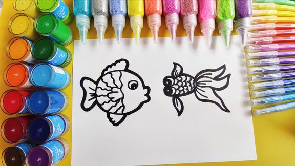 儿童简笔画教程,画两条可爱的小鱼,喜欢画画的一起来画吧