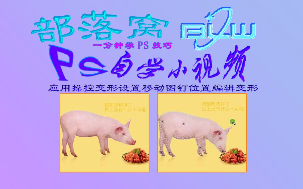 ps制作猪吃食物视频:应用操控变形设置移动图钉位置编辑变形