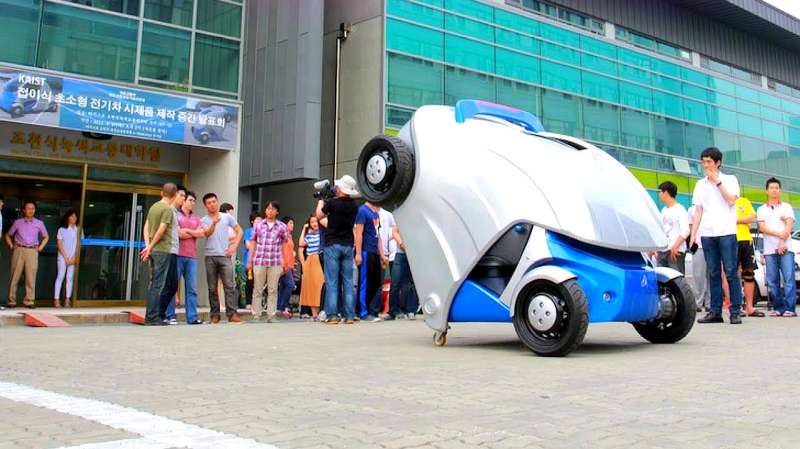 韩国人受犰狳启发,发明超小型可折叠电动汽车,一个车位可停三辆