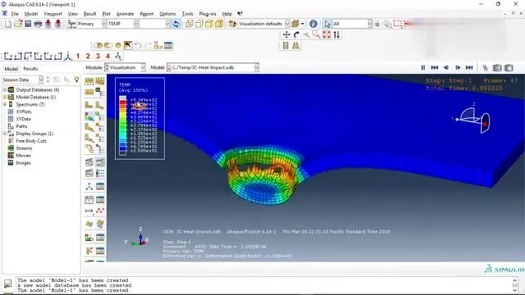 有限元分析视频教程,利用Abaqus热分析对弹道导弹冲击的仿真分析
