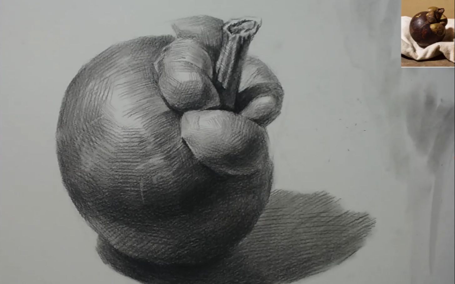 【素描静物教程】静物水果-山竹,从结构到光影再到塑造,全套完整详细...