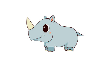 雪景手绘板,教你画卡通犀牛,体格健壮的高大动物