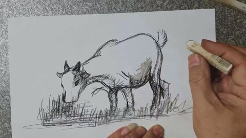 10分钟画只羊,这么乱画画草,看着还挺立体