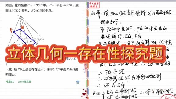 立体几何,好题精讲,存在性问题探究。