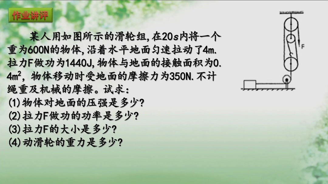 作业讲评(动滑轮受力分析)