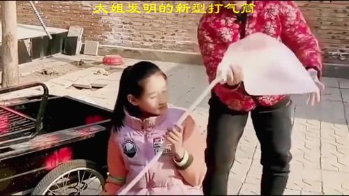 大姐发明的新型打气筒,用法简单又实用,这应该可以申请专利了吧