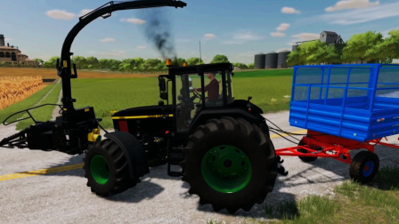 儿童汽车玩具动画片,黑色的工程车收割一大片小麦(5)