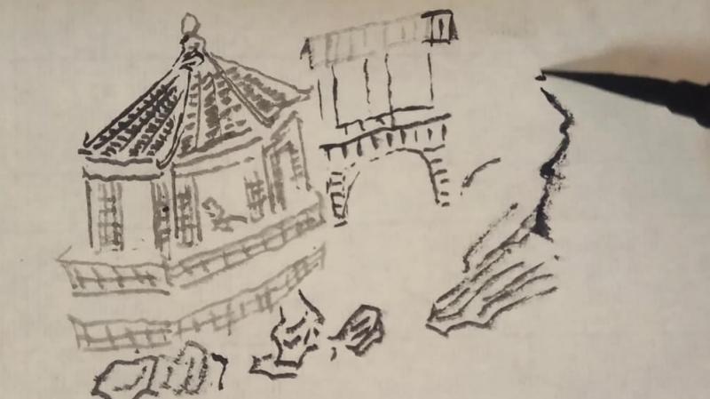国画湖心小亭的画法,简单好学