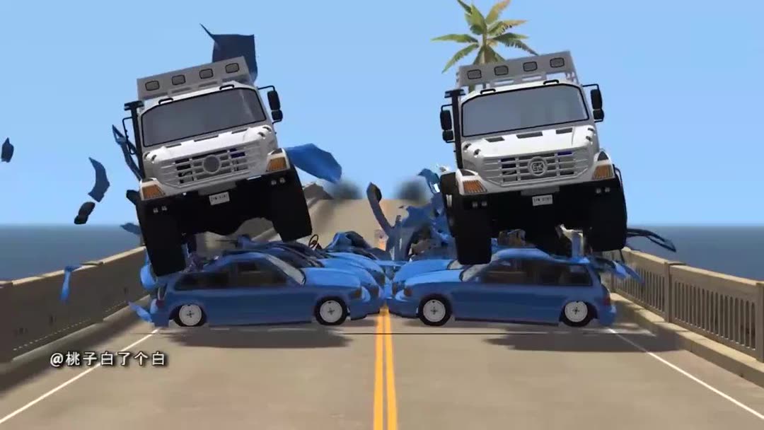 车队集体上路飞来横祸 大车碾压而过 拟真车祸模拟