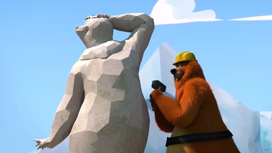 动画-建造木头积木被毁坏,再次建造的水泥雕像,还能被毁吗