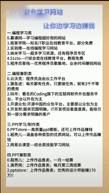 让你边学习边赚钱的网站,还不收藏吗,否则刷着刷着就不见啦
