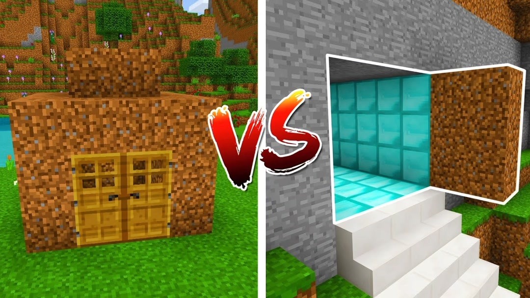 我的世界木鱼:我的世界创造模式!房子的对比!
