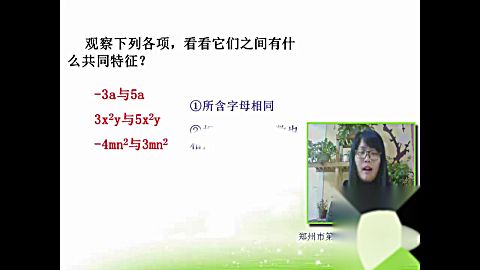 北师大版 七年级数学上册 3.4整式及其加减-合并同类项-视频微课堂