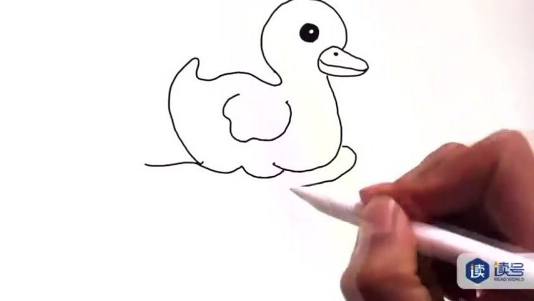 爱游泳的小鸭子-简单好看易学的早教简笔画,来跟我一起画吧
