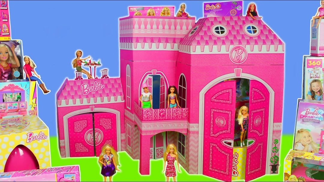 奇妙儿童动画:芭比娃娃-巨大的梦幻屋玩具屋,惊喜玩具和露营车
