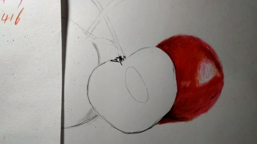 看完这个教程,零基础也能手绘一颗大樱桃01#画画#