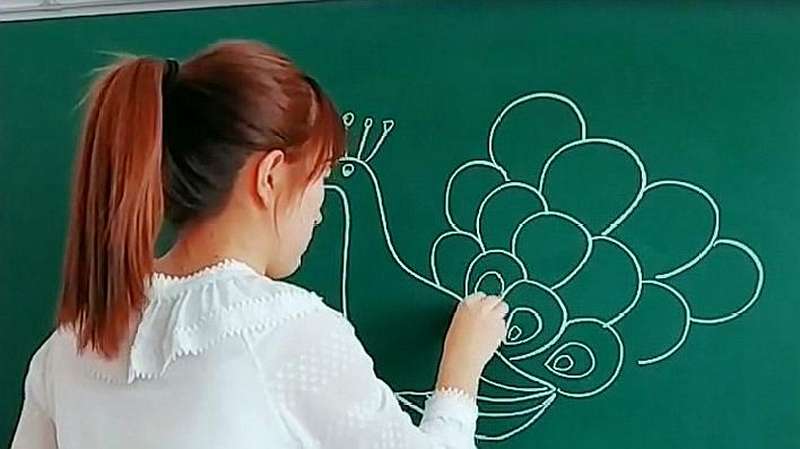 简笔画孔雀,这也太美了,适合幼师教学