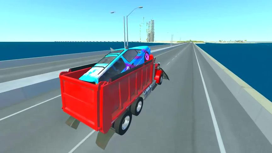 赛车游戏 大卡车越野车撞车了