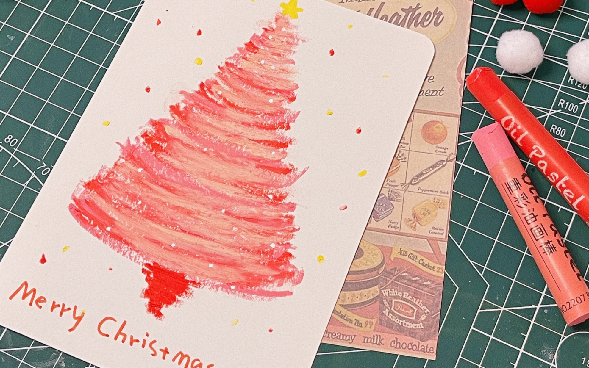 【原创油画棒】圣诞节快到啦!那就画一颗粉色系少女心圣诞树吧!(绘画...