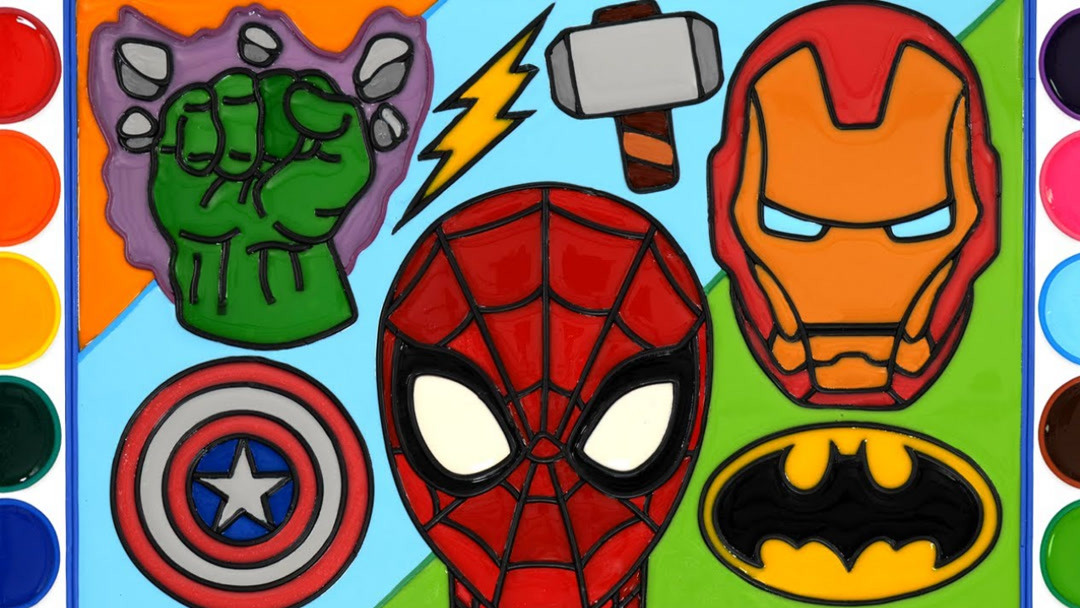 DIY绘画涂色漫威英雄,钢铁侠和蜘蛛侠太帅了!