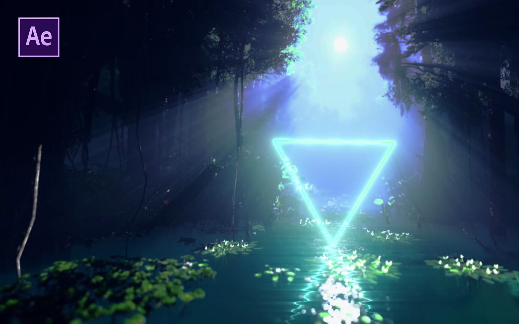 【AE教程】AE制作几何体发光倒影教程