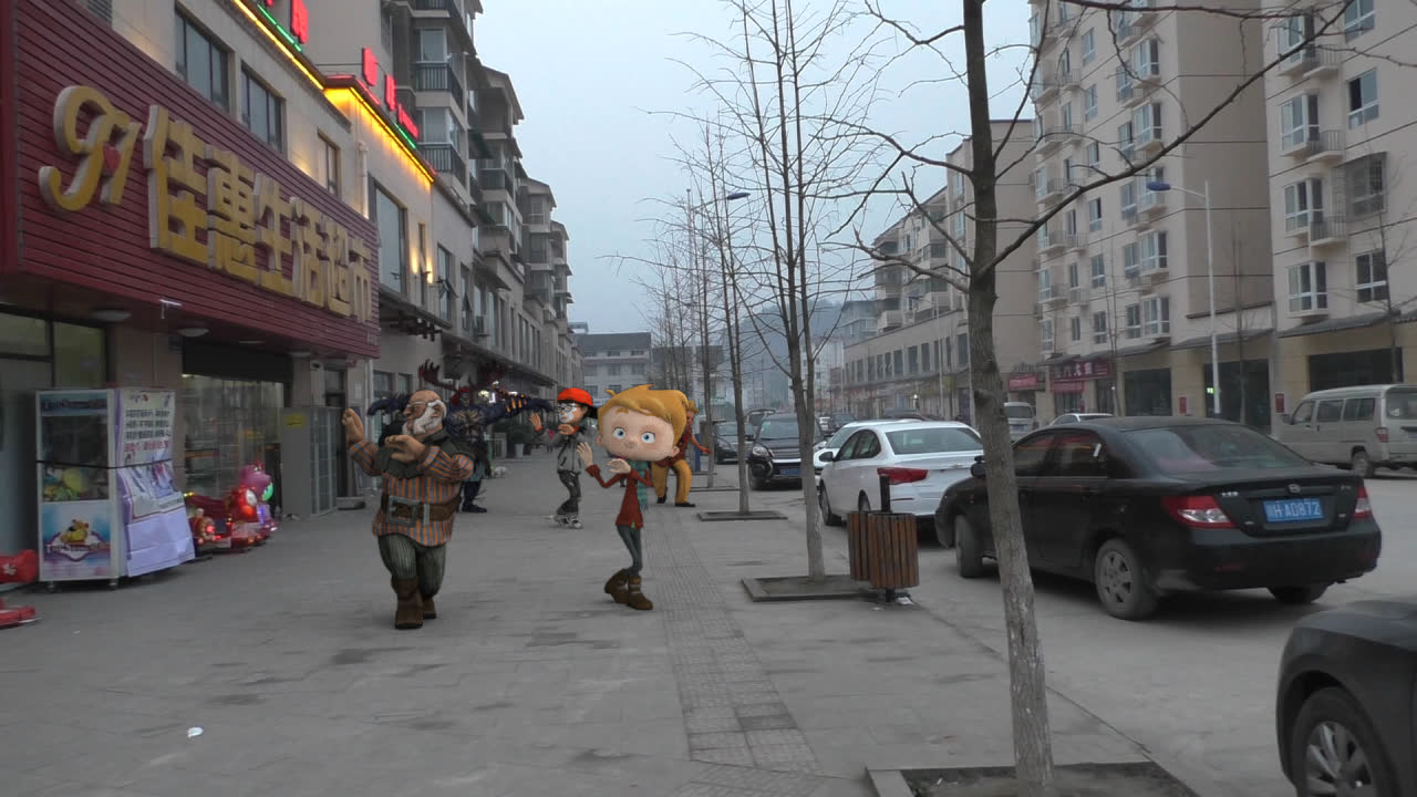 C4D实景合成 c4d ae oc渲染器 跳舞的卡通人物 在门口