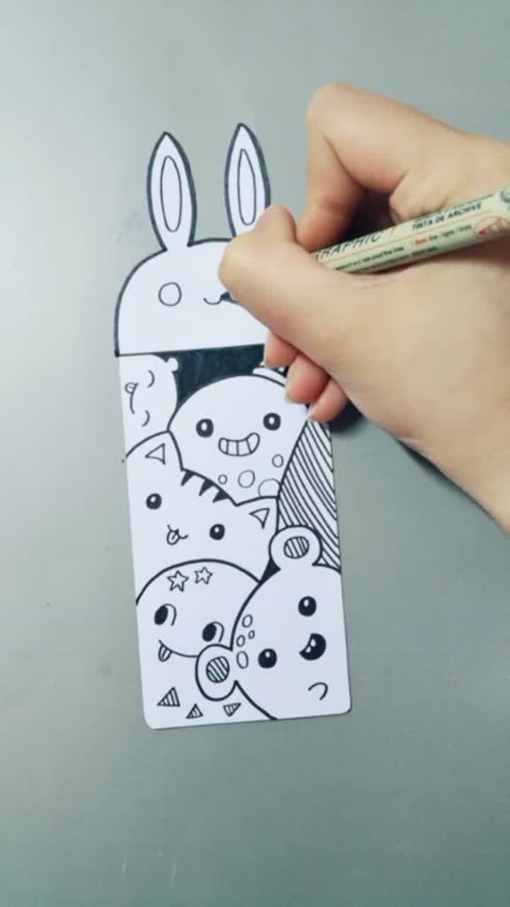 又来同款书签,假期可以画起来啦做一个爱读书爱画画的好孩纸๛ก(ｰ...