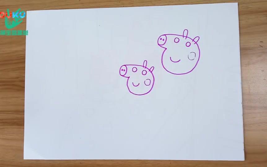 萌宝简笔画- 佩奇和乔治看到了猪奶奶养的鸡