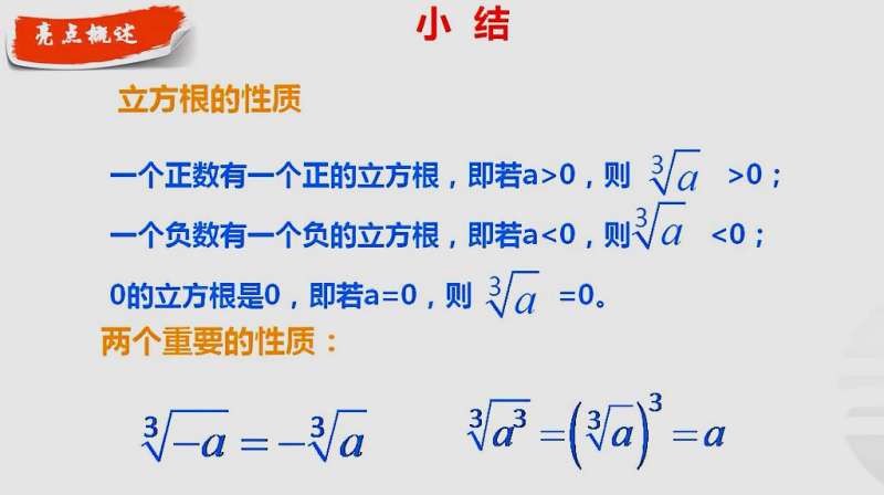 初中数学数与代数,立方根精讲,九分钟学会立方根的性质