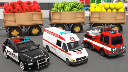 亲子早教动画 拖拉机进入糖果工程拉西瓜学颜色