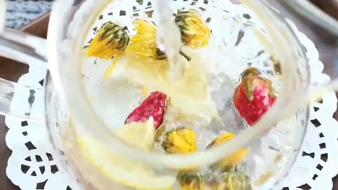 柠檬片玫瑰菊花茶组合,好味道,好健康