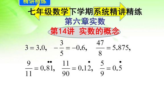 七年级数学下学期系统精讲精练第六章实数第14讲实数的概念