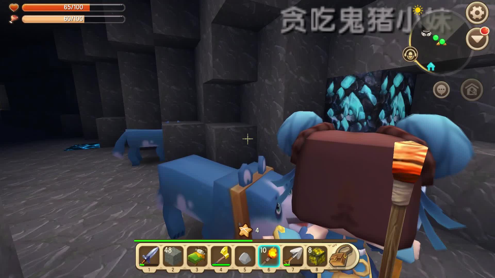 迷你世界联机23:兔八哥在矿洞里挖钻石,又被猪小妹的狗咬了