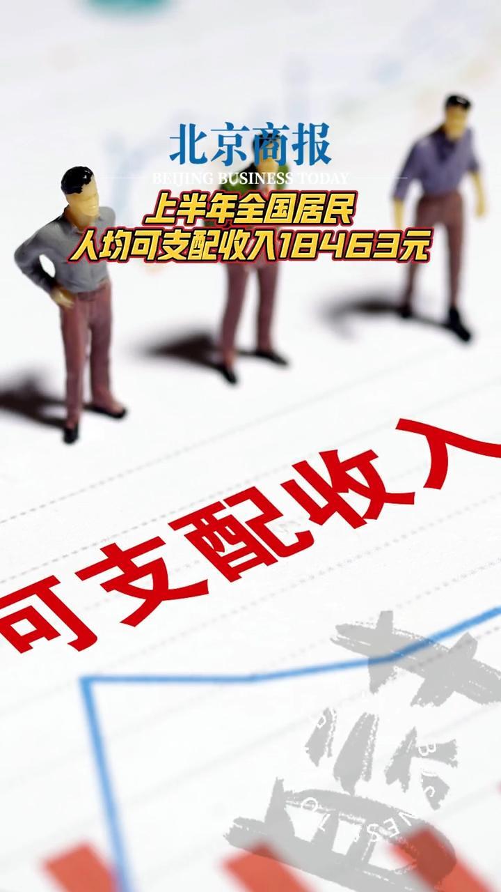 ...国家统计局发布数据,上半年,全国居民人均可支配收入18463元,同比...