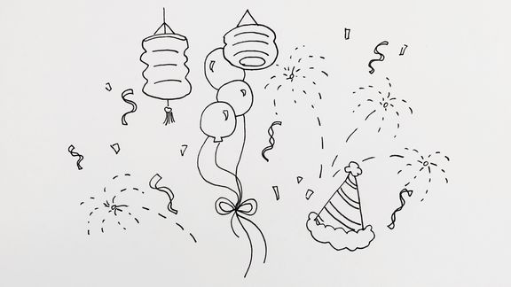 简笔画|元旦素材