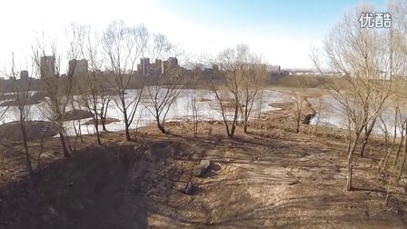 自创环形四旋翼搭载DJI H3-2D云台手动模式航拍湿地